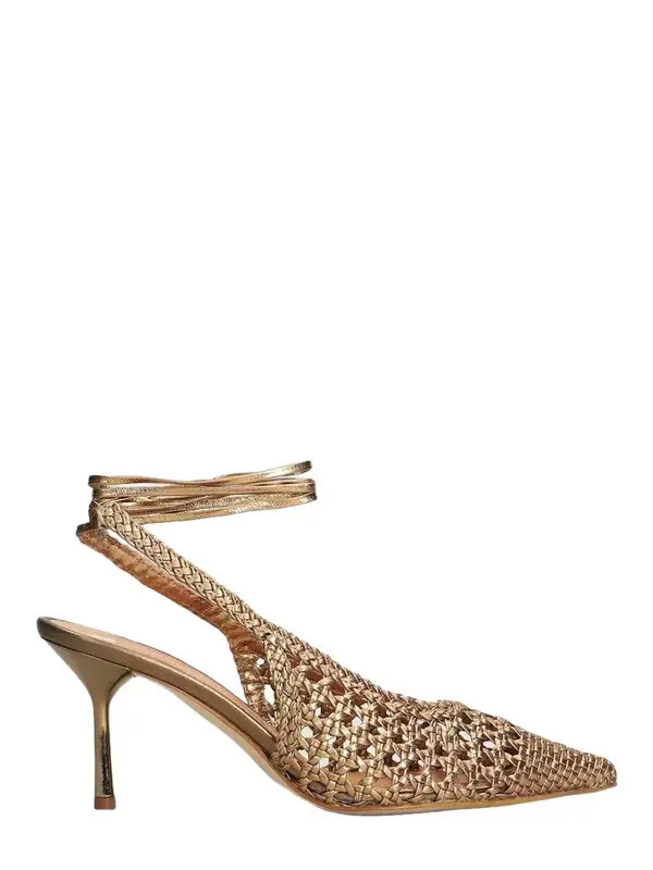 THE SELLER Woven Tie-fastening Pumps - Gold