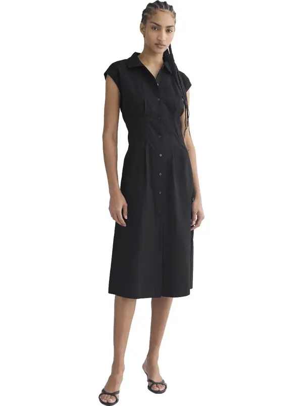 Everlane Sleeveless Shirtdress With Pleated Waist - Black