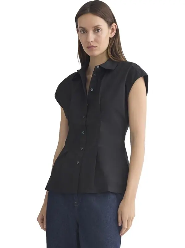 Everlane Sleeveless Shirt In Lightweight Organic Cotton - Black
