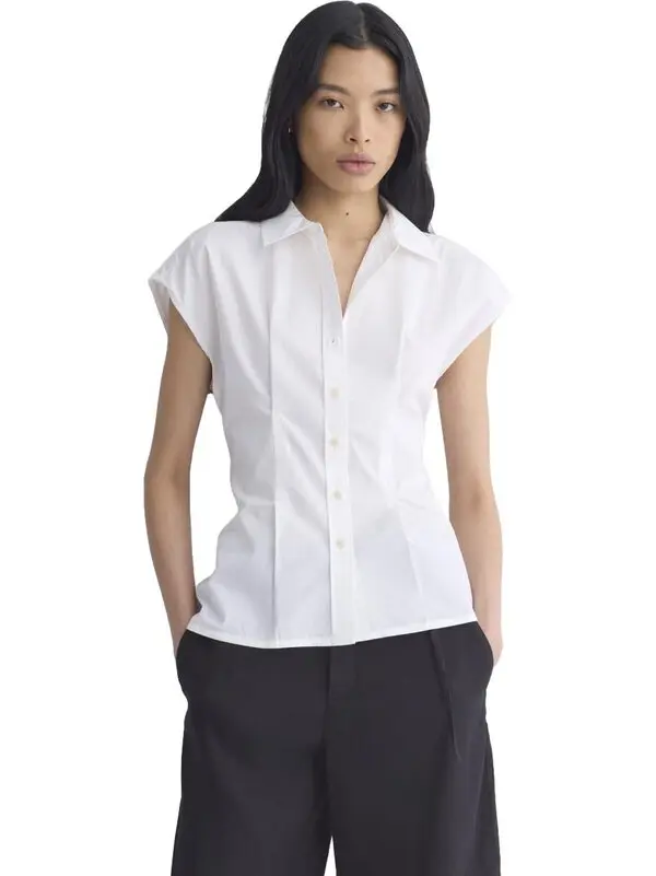Everlane Sleeveless Shirt In Lightweight Organic Cotton - White