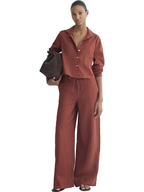 Everlane Linen Wide-leg Drawstring Pants - Henna Red