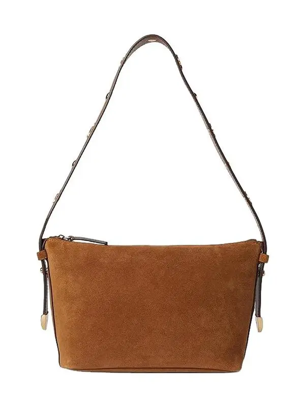 Madewell Suede Shoulder Handbag With Stud Detail - Brown