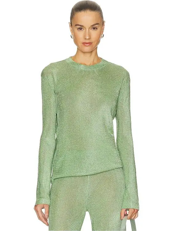 SEROYA Hana Metallic Knit Top - Sage