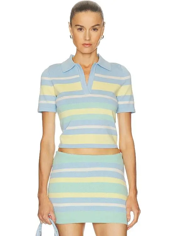 SEROYA Panie Striped Knit Top - Pastel Stripe