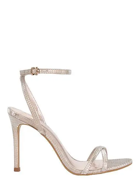 Steve Madden Jypsey Metallic Stiletto Sandals - Rose Gold