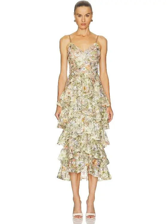 NADINE MERABI Saffron Floral Dress - Nude