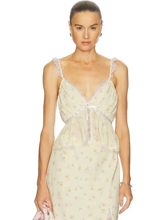 LoveShackFancy Nicoleta Top - Lemon Haze