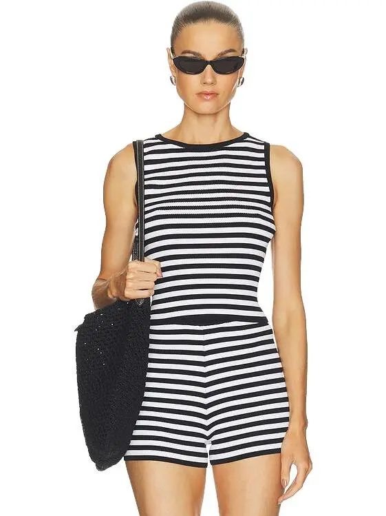 NAKEDVICE The Emerson Ribbed Knit Top - Black & White