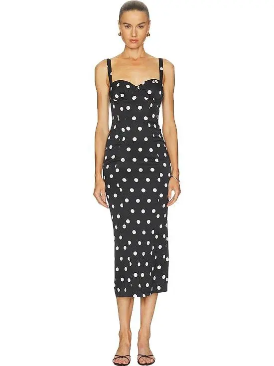 NICHOLAS Dominique Polka Dot Dress - Black & White Polka Dot