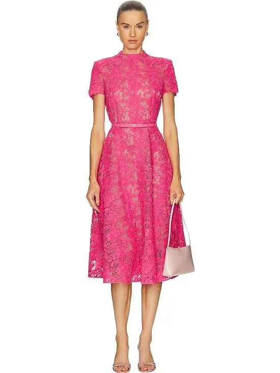 NADINE MERABI Lace Midi Dress - Pink
