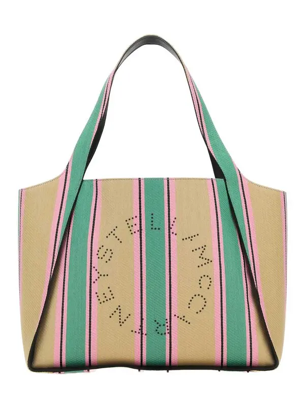 Stella McCartney Embroidered Raffia Stella Logo Shopping Bag - Multicolor
