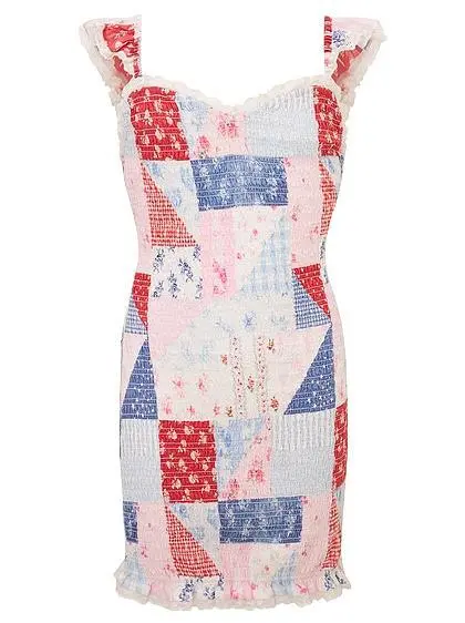 LoveShackFancy Patchwork Mini Dress - Blue
