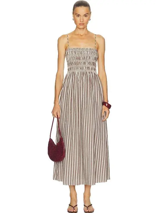 PISTOLA Bianca Shirred Midi Dress - Brown