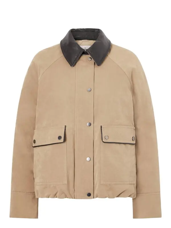 Brunello Cucinelli Leather Collar Jacket - Brown