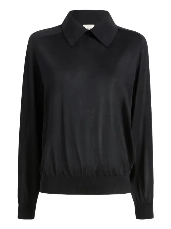 Khaite Silk-knitted Polo Sweater - Black