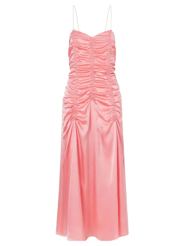 Khaite Ruched Silk Midi Dress - Pink