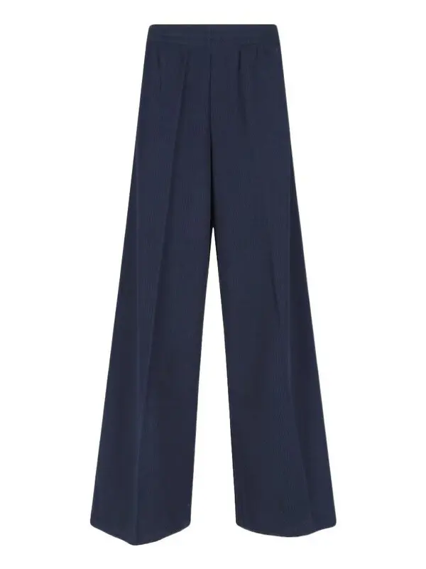 Gucci Ribbed Cotton Wide Leg Sweatpants - Navy Blue