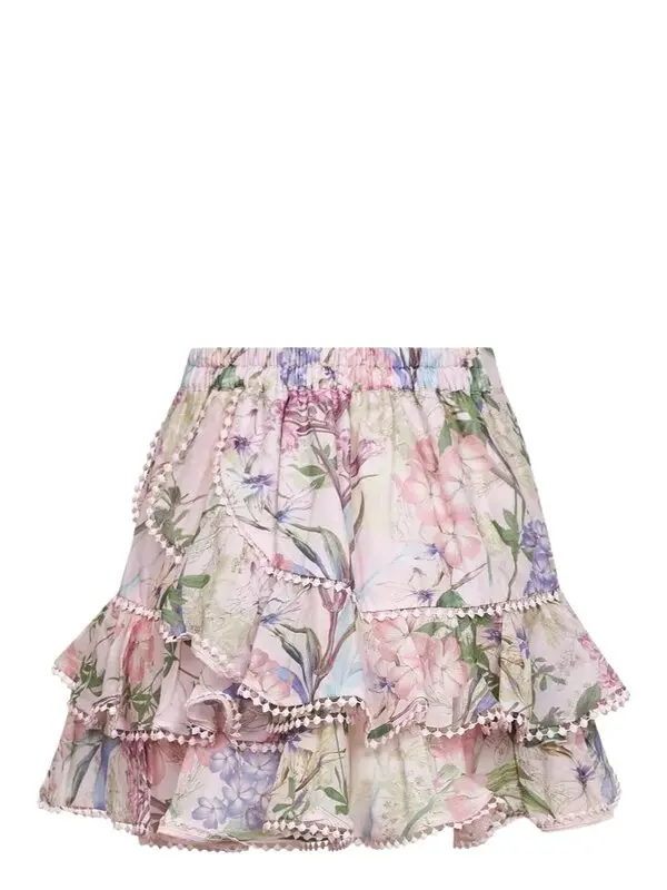 Charo Ruiz Ibiza Fera Ruffled Floral Skirt - Pink