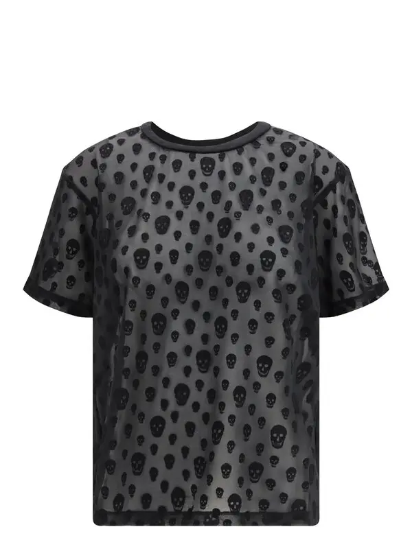 Alexander McQueen Skull Print Sheer T-shirt - Black