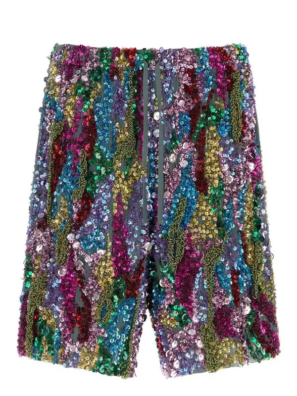 Dries Van Noten Embellished Crepe Bermuda Shorts - Multicolor