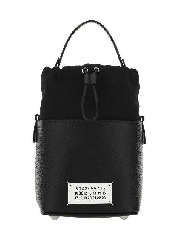 MAISON MARGIELA Leather And Canvas Mini 5ac Bucket Bag - Black