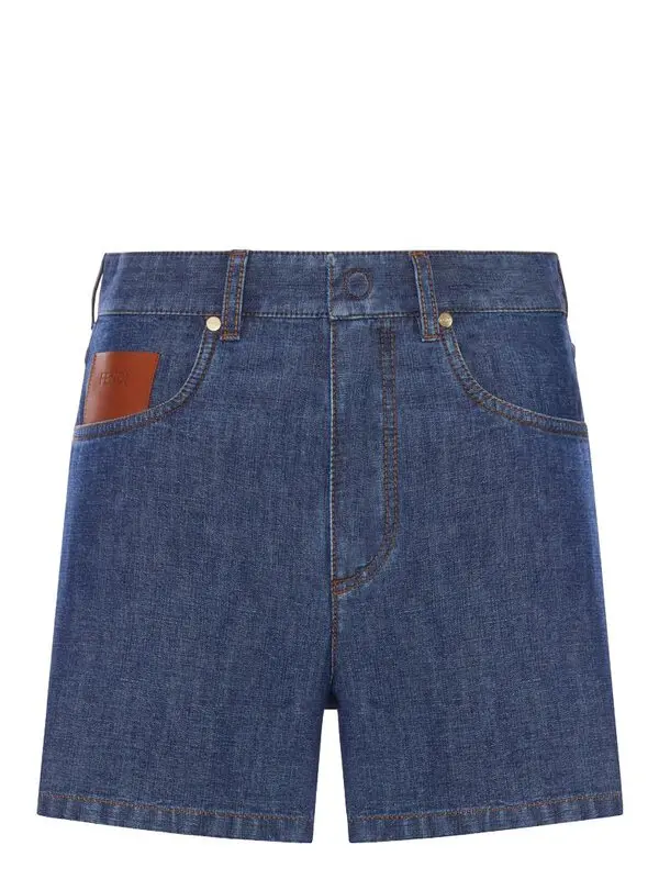 Fendi Chambray Denim Shorts - Blue