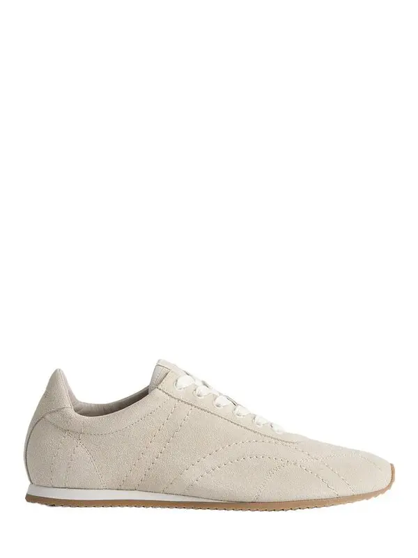 TOTEME Suede Lace-up Sneakers - Cream
