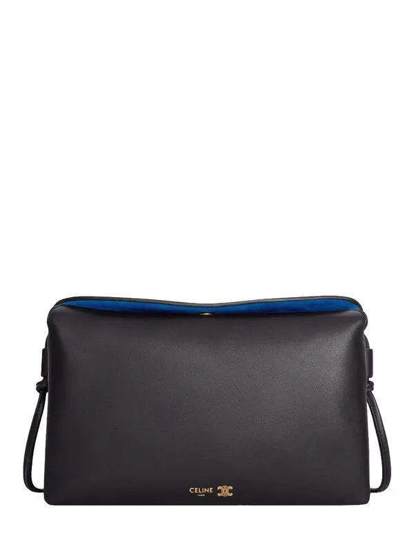 Celine Trio Flap Shoulder Bag In Smooth Calfskin - Black