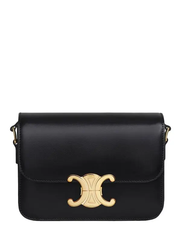 Celine Triomphe Teen Bag In Shiny Calf Leather - Black