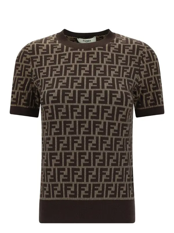 Fendi Ff Pattern Knit T-shirt - Brown
