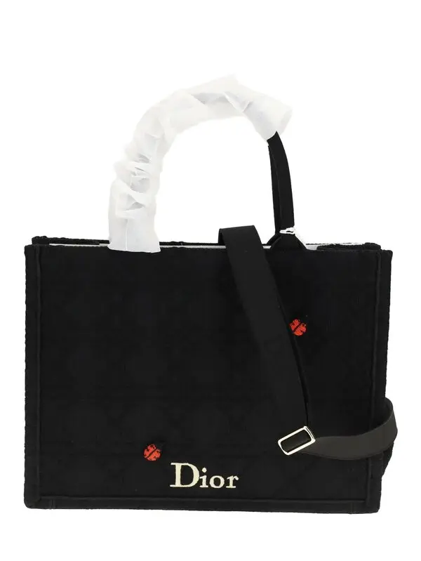 Dior Medium Book Tote Raffia Cannage - Black