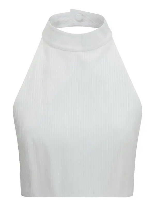 Alaïa Cotton Poplin Plastron Top - White