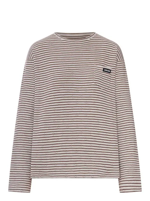 Miu Miu Striped Cotton And Cashmere Blend Long Sleeve T-shirt - Multicolor