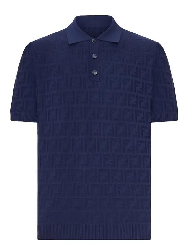 Fendi Dark Tricot Cotton Polo Shirt - Blue