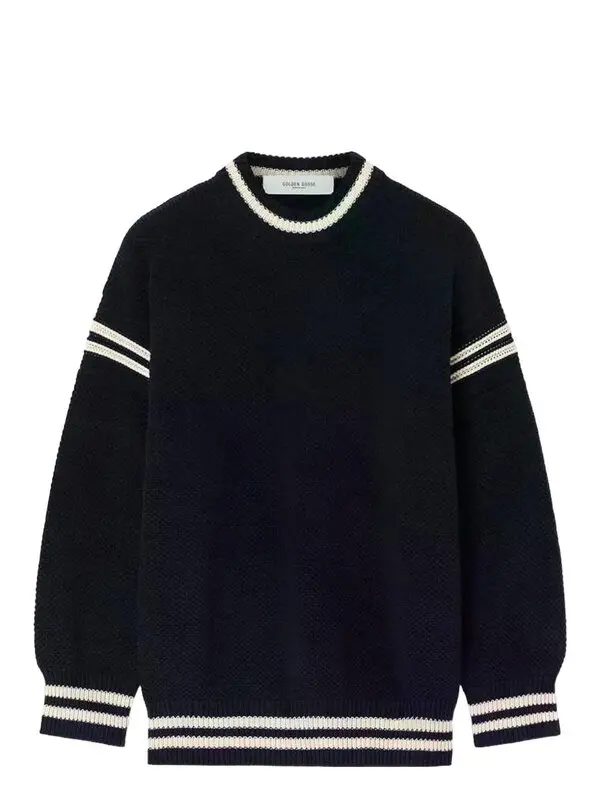 GOLDEN GOOSE Boxy Sweater With Embroidery - Blue