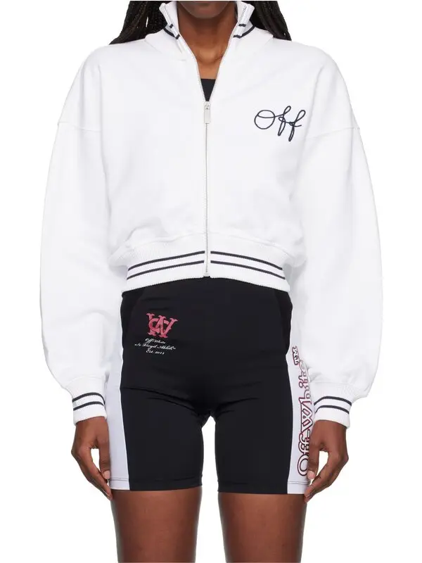 Off-White Logo-embroidered Striped Bomber Jacket - White/iris Blue