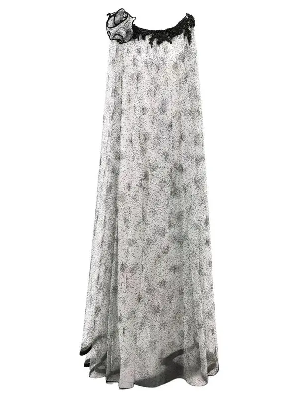 GEMY MAALOUF Floral Appliqué Gown - White