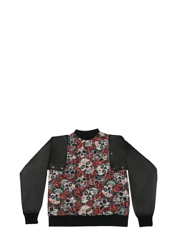 ZASTASTUDIO Detachable Leather & Cotton Hybrid Sweatshirt - Black