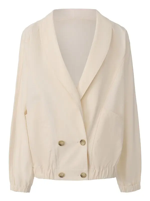 FRONT ROW SHOP Sculptural Neck Cotton-linen Jacket - White