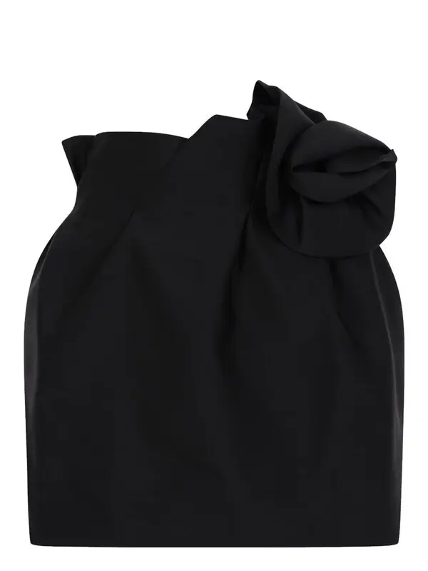 Magda Butrym Floral Detail Wool Silk Mini Skirt - Black