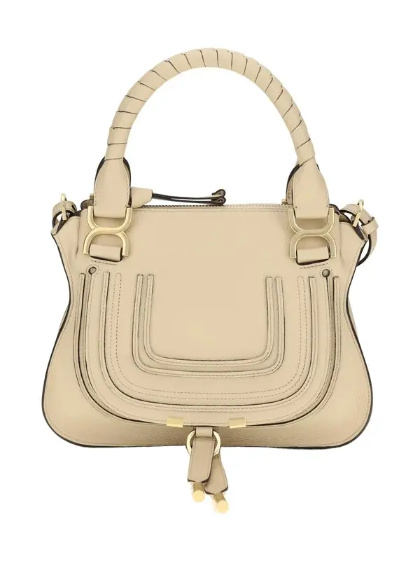 Chloé Marcie Leather Top Handle Bag - Cream