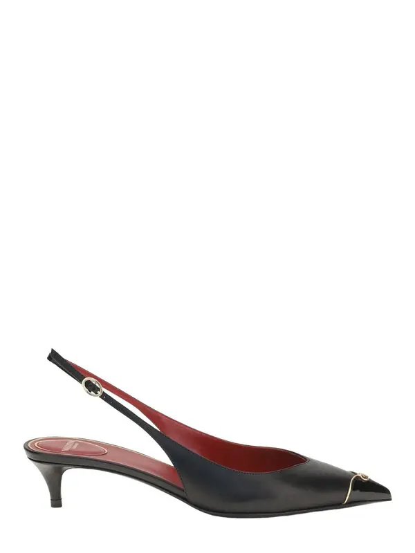 Valentino Garavani Vlogo Signature Kitten-heel Slingback Pumps - Black