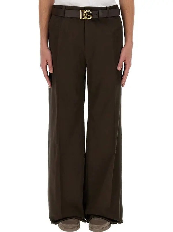 Dolce & Gabbana Tailored Wide-leg Cotton Pants - Brown