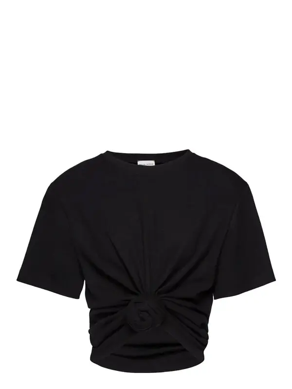 Magda Butrym Knotted Cropped Cotton T-shirt - Black