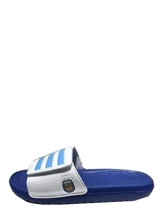 Adidas Velcro Blue White Slippers - Blue/white