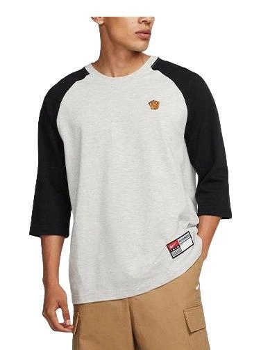 Nike Colorblock Round Neck Pullover Three-quarter Sleeve T-shirt Gray - Default Color