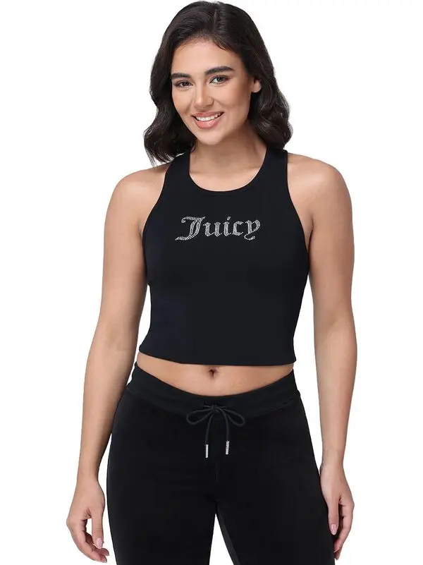 Juicy Couture Embellished High Neck Crop Tank - Liquorice