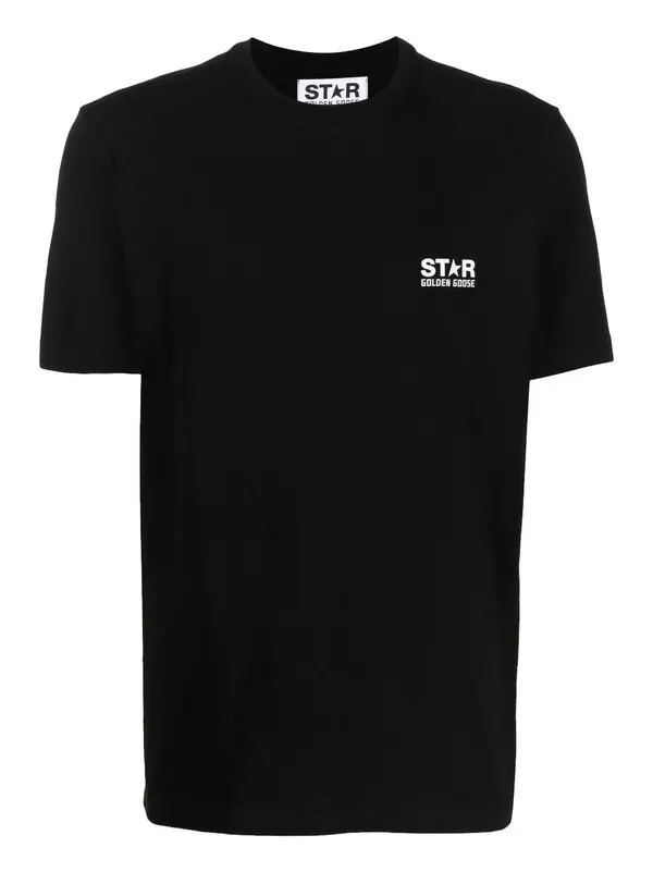 GOLDEN GOOSE Star Collection T-shirt With Contrasting Logo And Star - Black