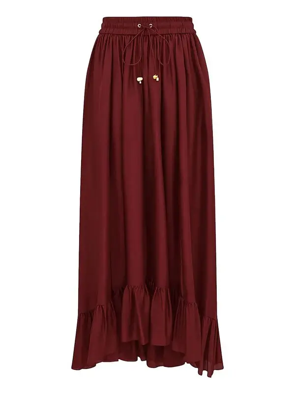 Zimmermann Aster Silk Maxi Skirt - Red