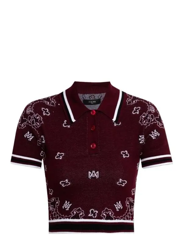 Amiri Cropped Polo Shirt - Burgundy